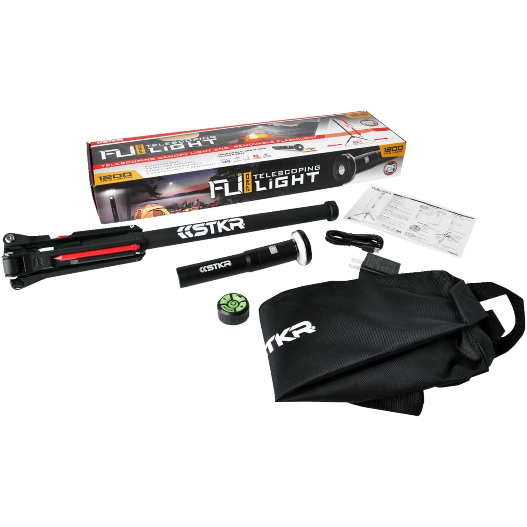 STKR Telescoping Rechargeable Area Light, 8 Foot extension, Removable ...