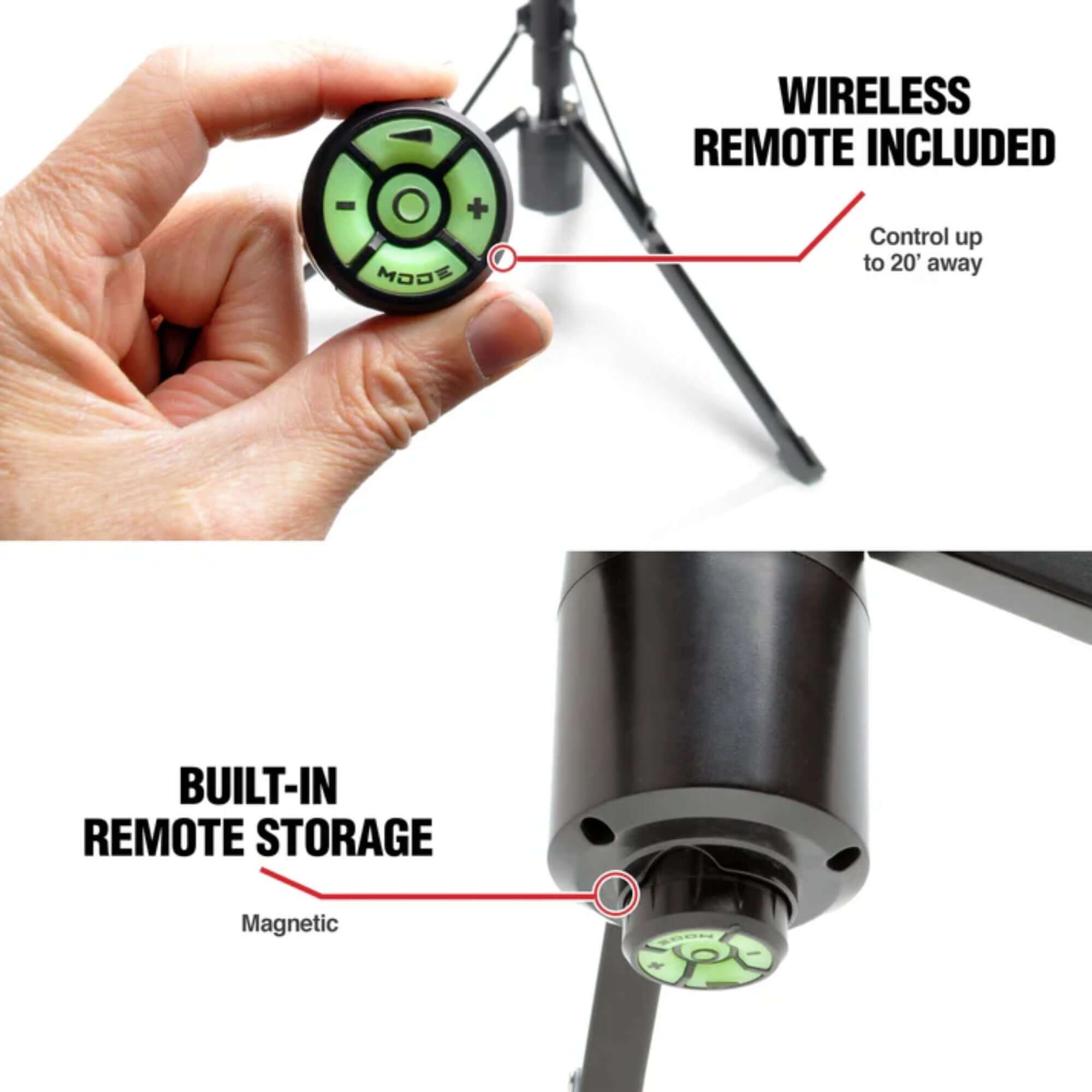 STKR Telescoping Rechargeable Area Light, 10 Foot extension, Remote ...